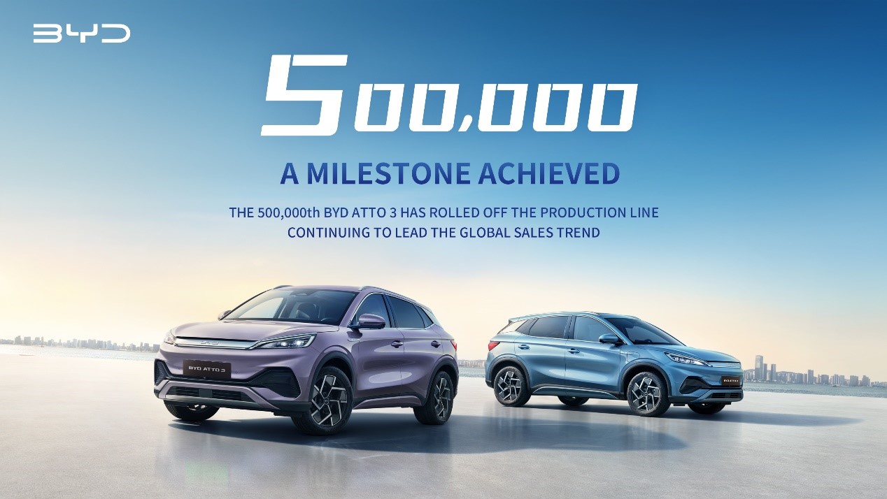 BYD ATTO 3 Achieves Landmark 500,000th Unit in Production Line - EMobility+